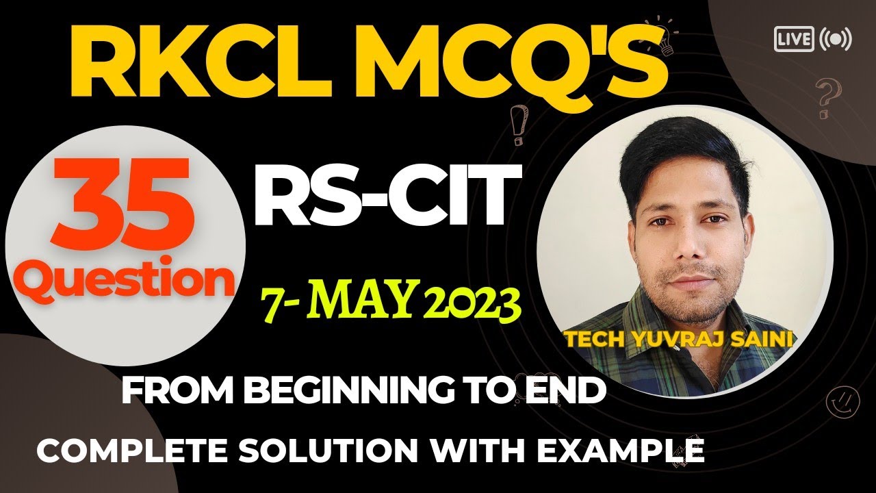 RKCL RS-CIT 7 MAY 2023 Exam Complete Paper Solution | 35 Computer MCQ ...