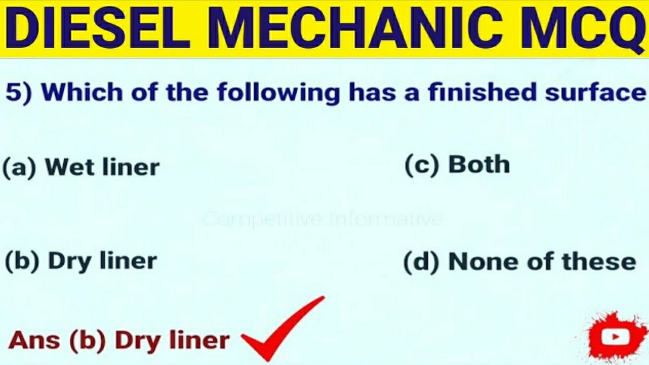 Diesel Mechanic Mcq Question | Diesel Mechanic Objective Questions And ...