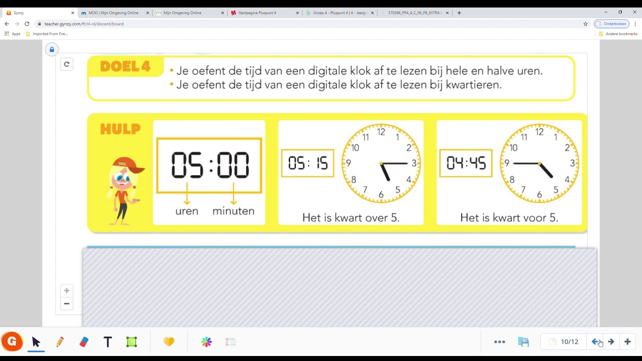 pluspunt 4 groep 4 blok 5 doel 4 klokkijken digitale klok halve uren ...