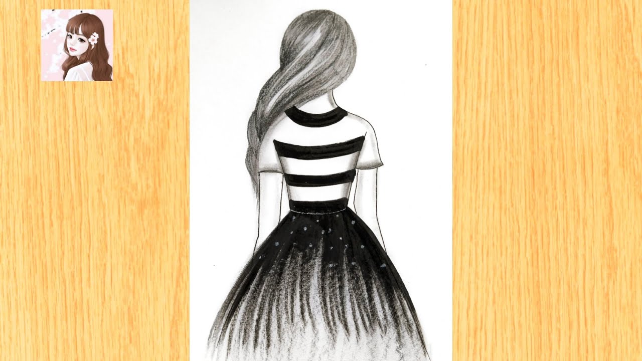 How to draw a beautiful back side girl drawing ||pencil sketch for ...