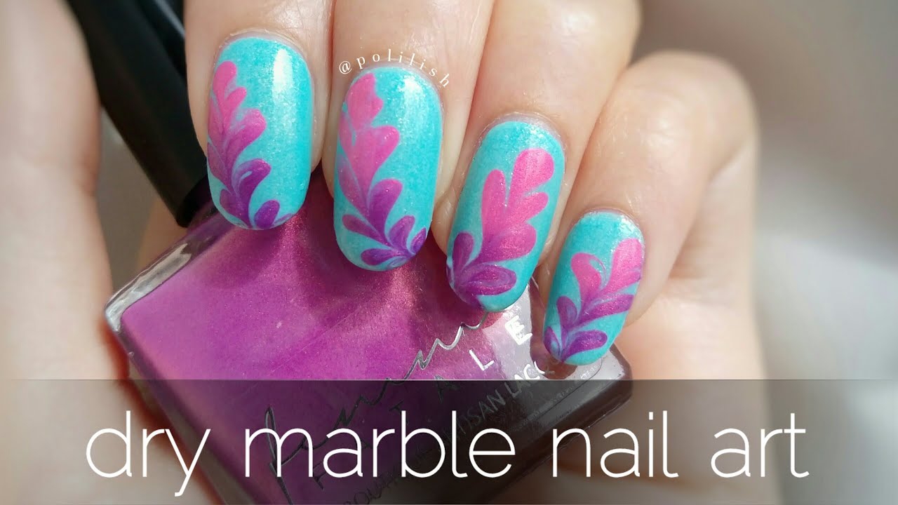 Dry marble nail art (with thermal polish) - YouTube