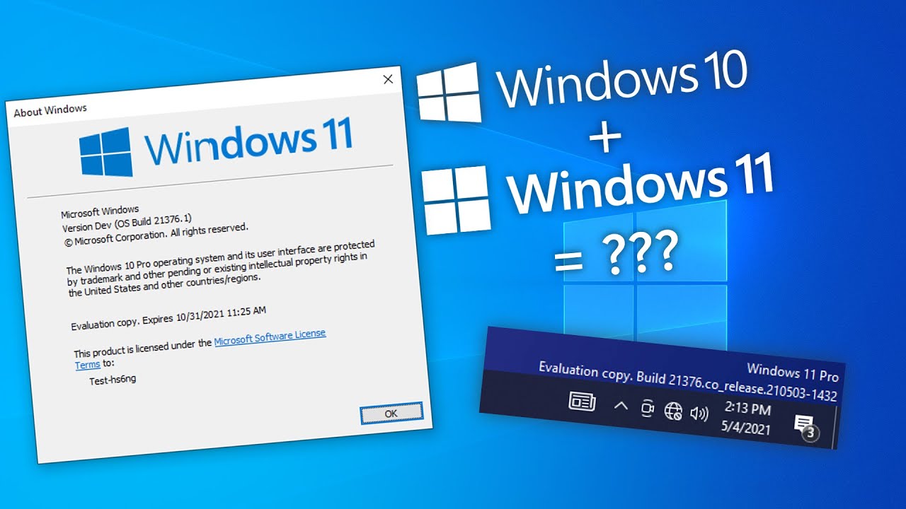 Merging Windows 10 build 21376 and Windows 11 build 21376 - YouTube