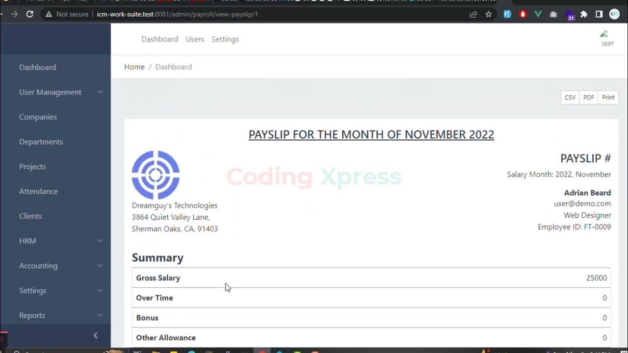 Laravel Hrm Payroll Salary Generator System Demo Project Laravel Hrm Project Coding Xpress