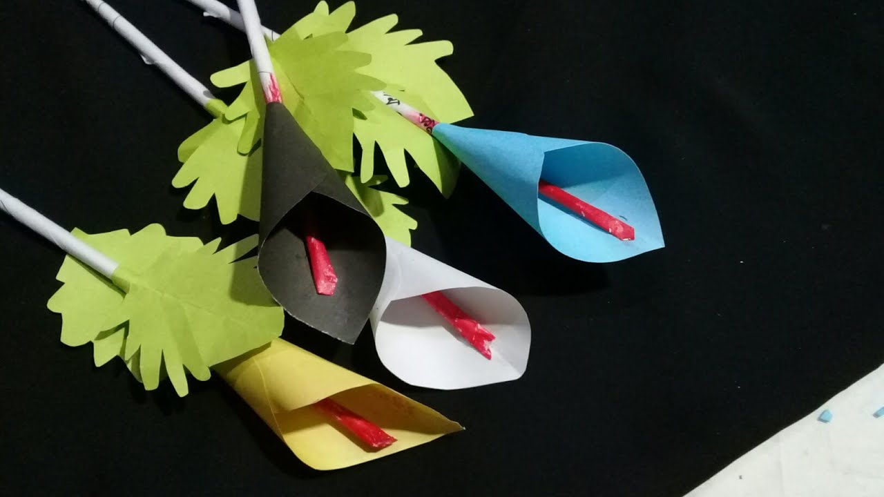 How to make Calla Lily paper flower/Calla Lily Flower/Easy origami ...