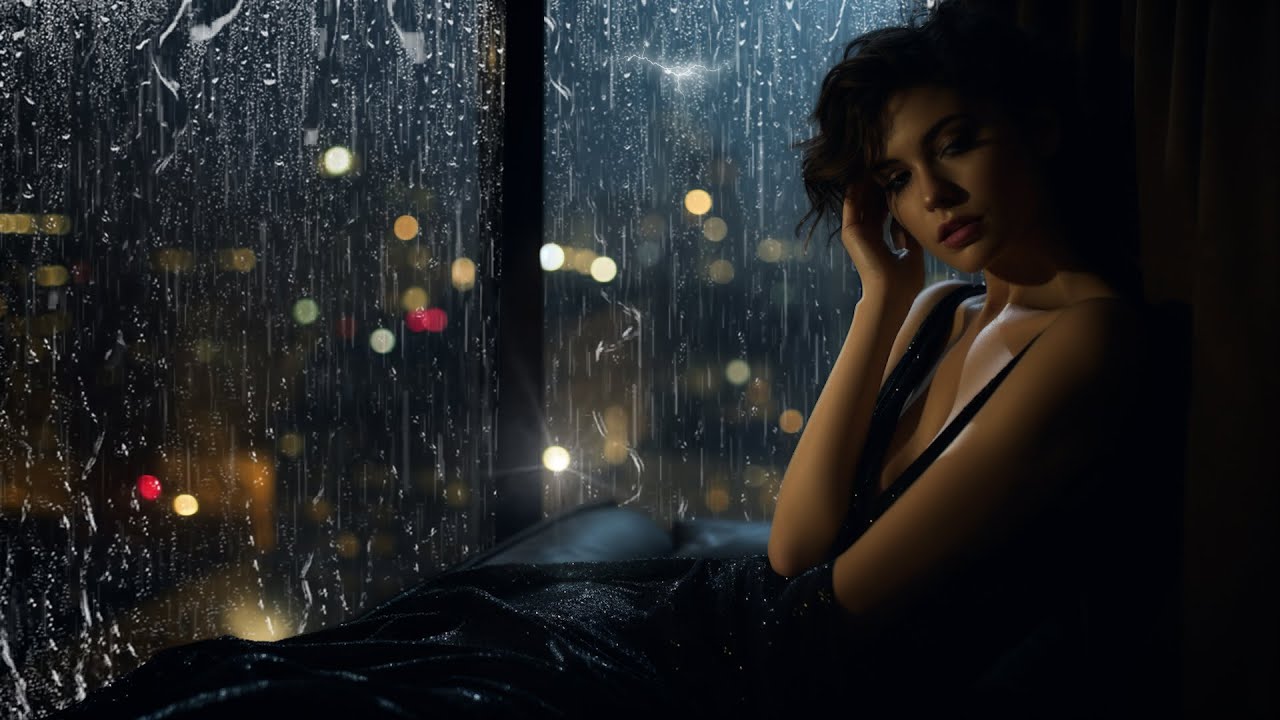 The sound of intense night rain in a sad city | Ambient rain for ...