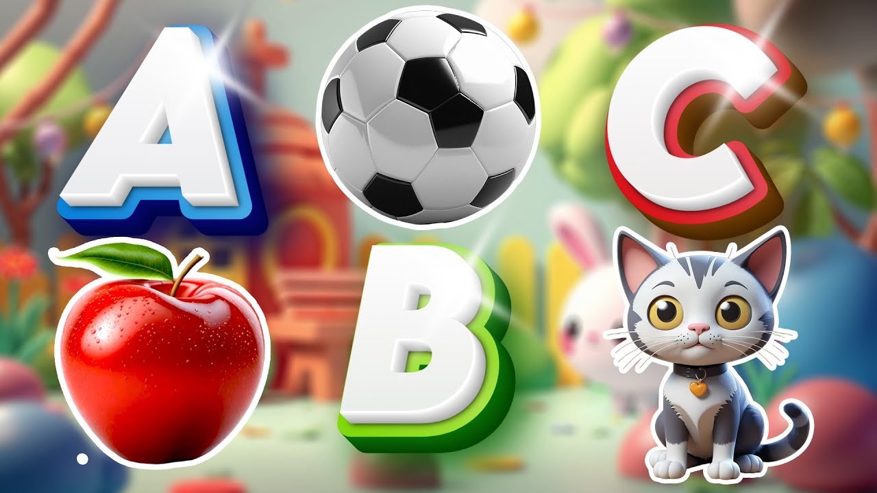 A is for Apple A B C | Learn ABC with Music Colorful 3D Animation Fun ...