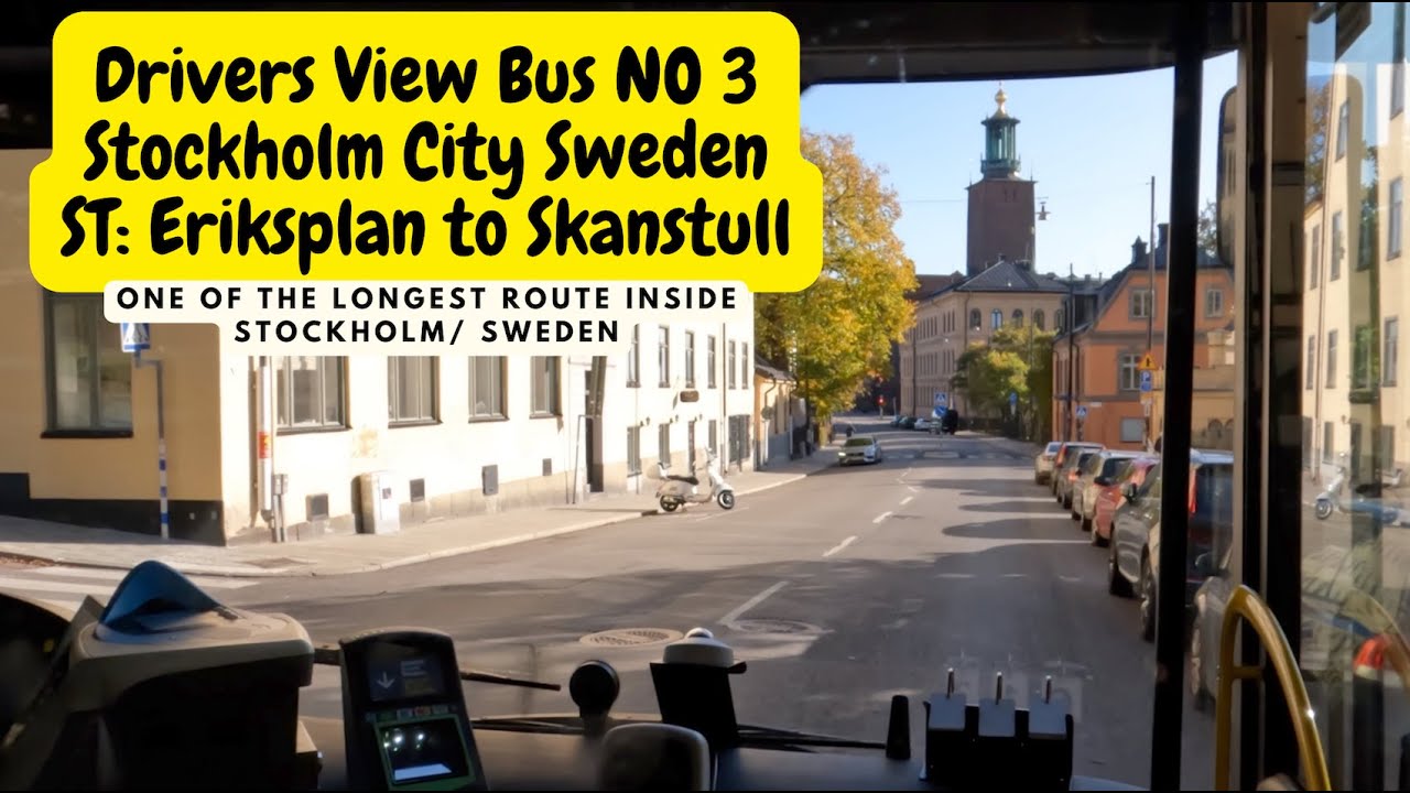 Drivers View from Bus 3. St Eriksplan to Skanstull in ciity with many ...