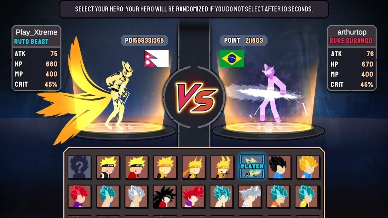 Stickman Warriors PVP | Gohan & Trunks vs Naruto & Sasuke - YouTube