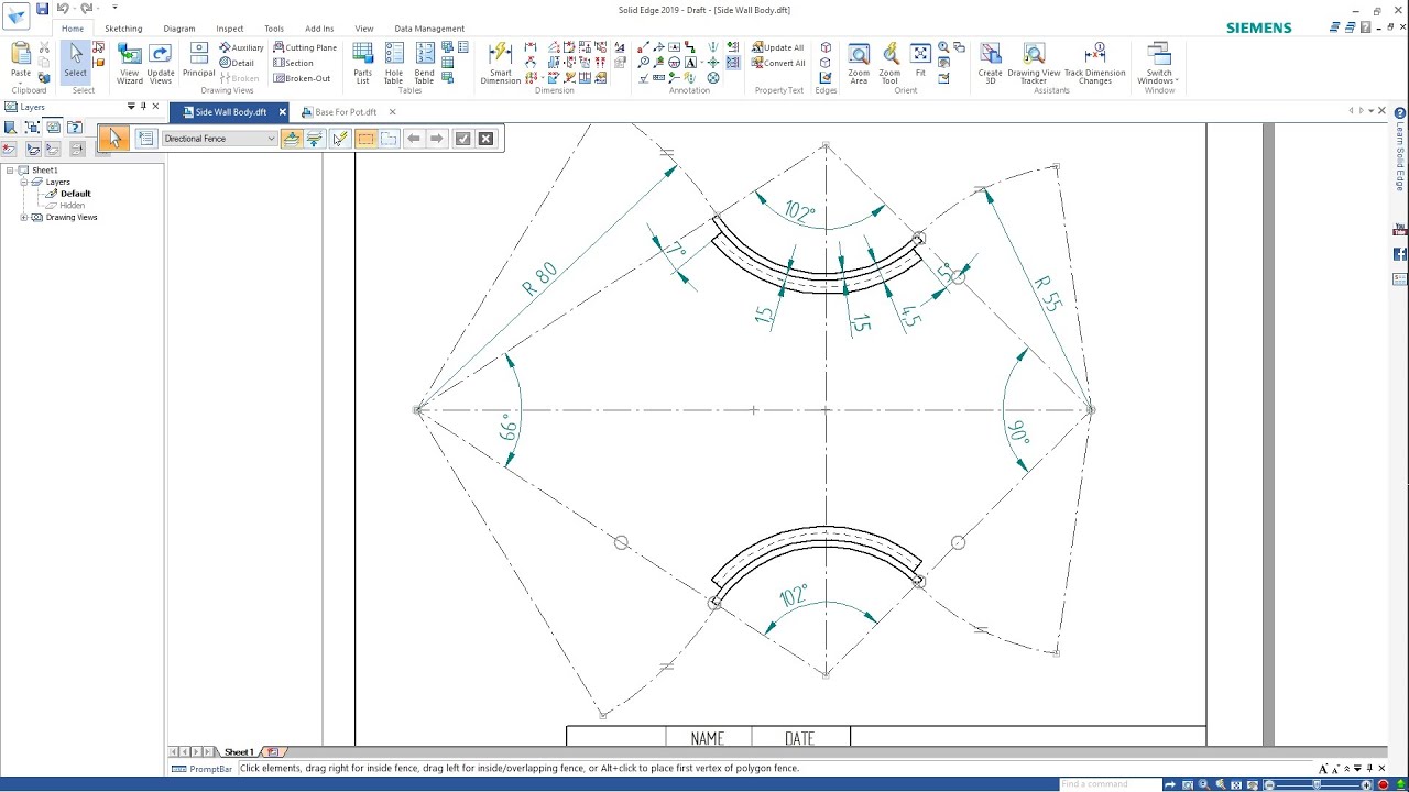 SOLID EDGE 2019 - SIDE WALL BODY - DRAWING - COFFEE MACHINE - YouTube