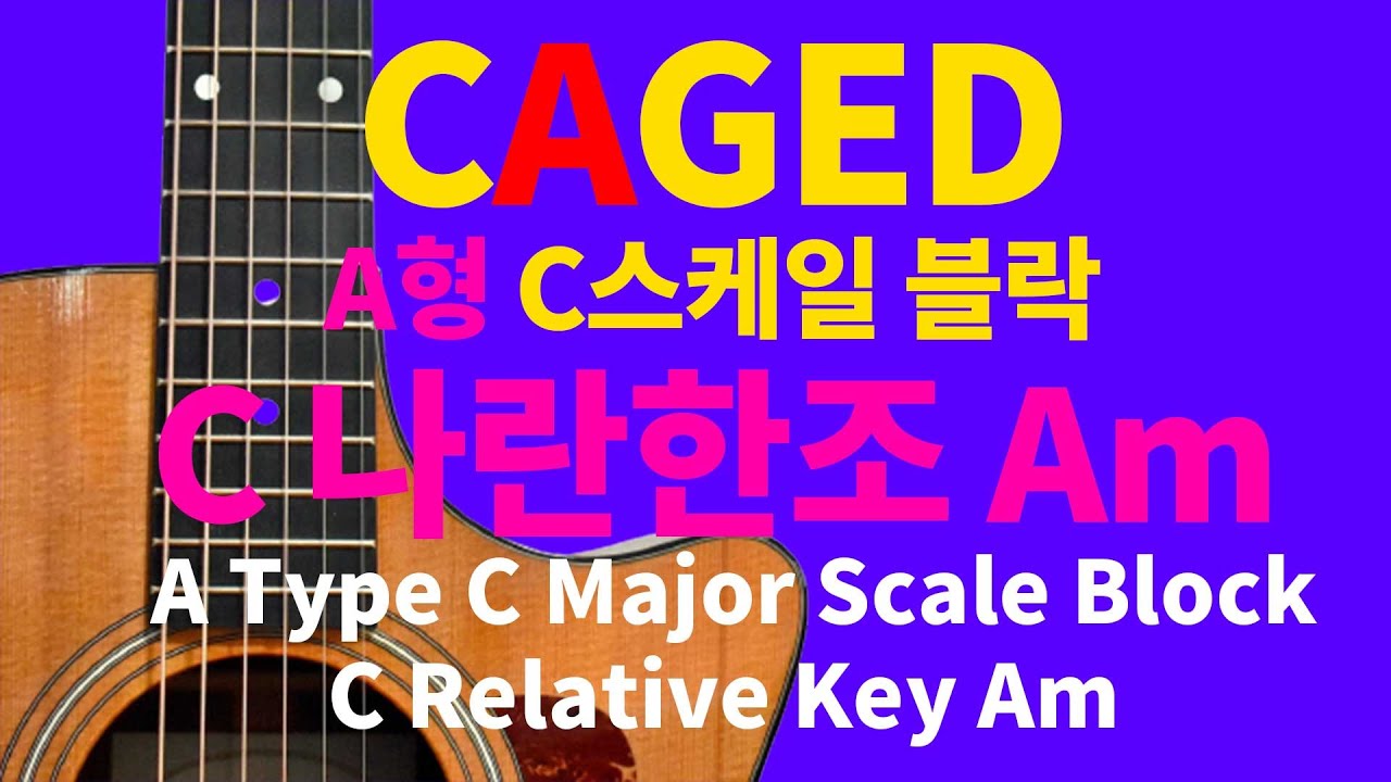 C 나란한조 Am - A형 C스케일 블락 - CAGED 스케일(음계) // C Relative Key Am - A Type C ...