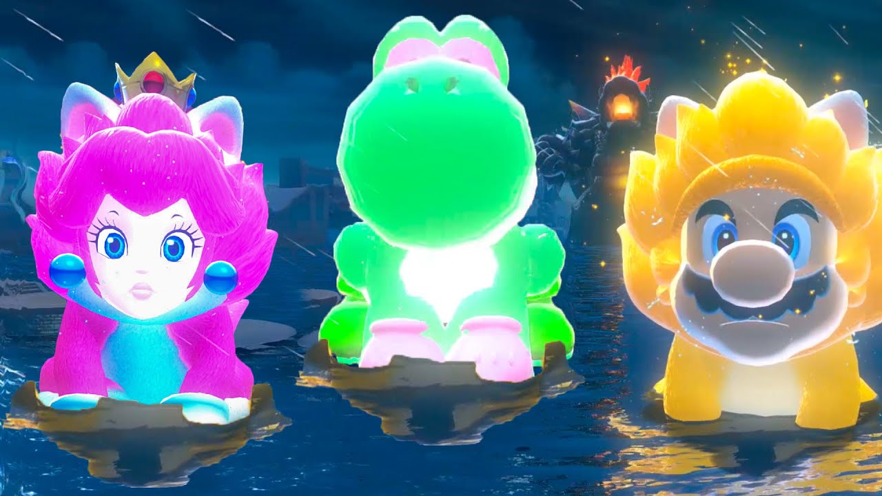 Giga Cat Mario, Yoshi & Peach VS Bowser Final Fight in Bowsers Fury ...