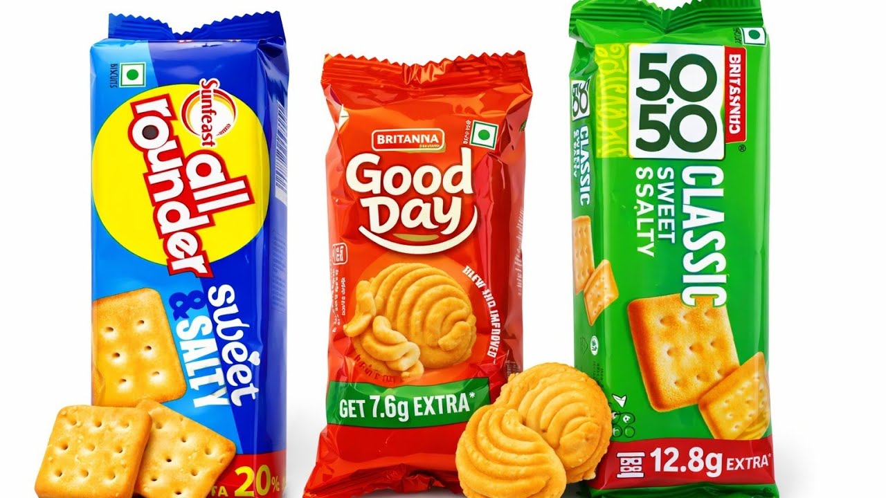 Britannia Sweet & Salty Biscuit 🍪 vs Good Day vs Sunfeast All Rounder 🍪 ...