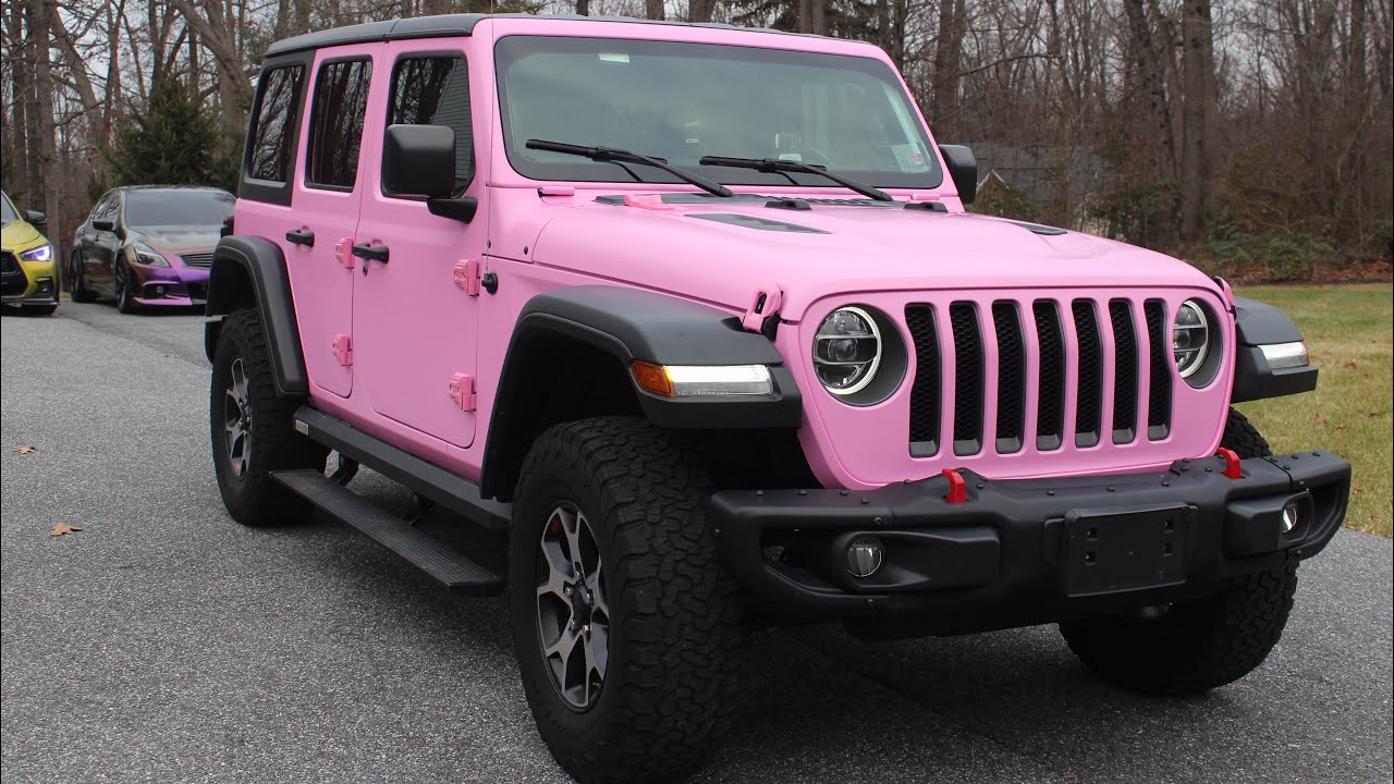 WRAPPING A JEEP WRANGLER IN PINK! - YouTube