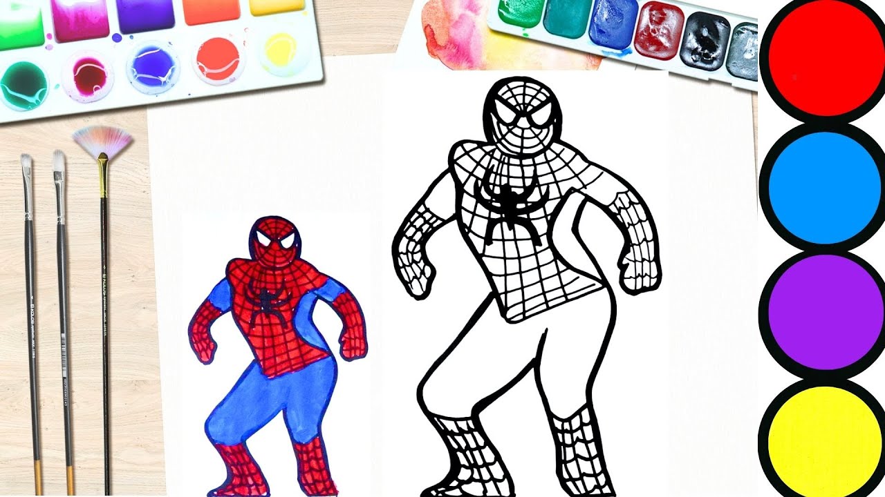 How To Draw Cartoon Spider-Man | Learn Colors | Asma Art - YouTube