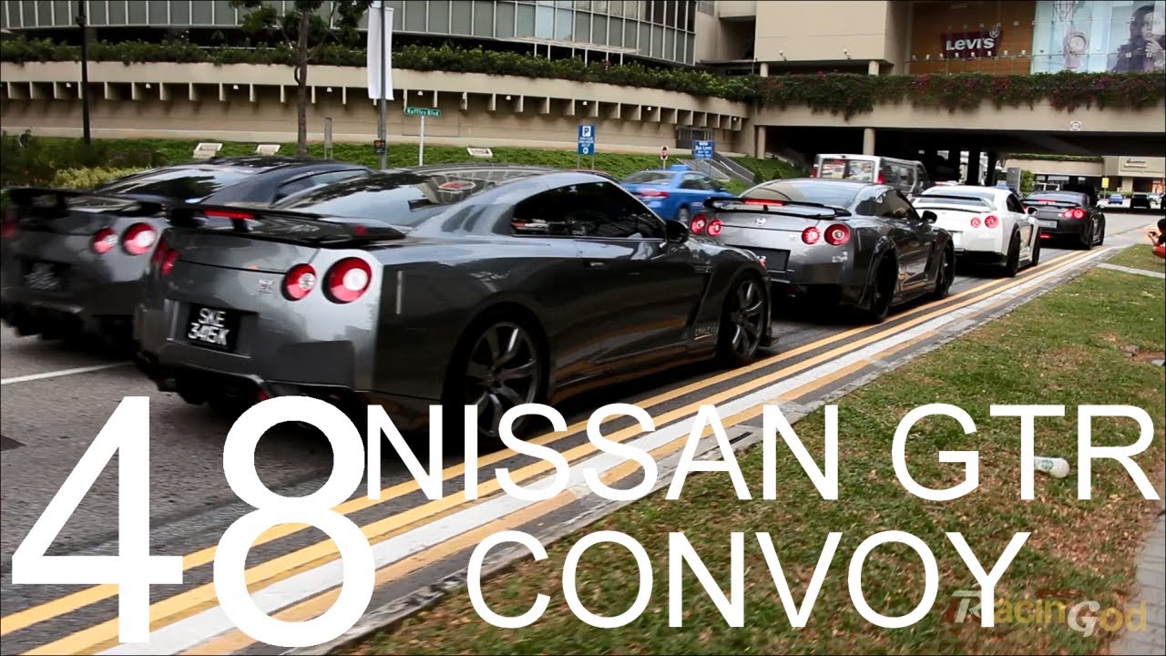 48 Nissan GTR Leaving Marina Mandarin Hotel - Full Convoy - YouTube