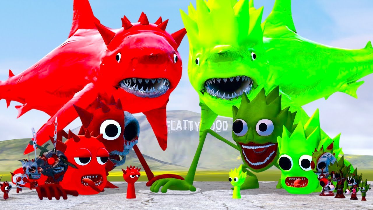 ALL NEW SPRUNKI SHARK POPPY PLAYTIME CHAPTER 4 ALL RADDY FAMILY VS ALL ...