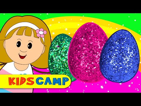 Suprise Eggs Nursery Rhymes | Play Doh Surprise Eggs with Elly and Eva by KidsCamp