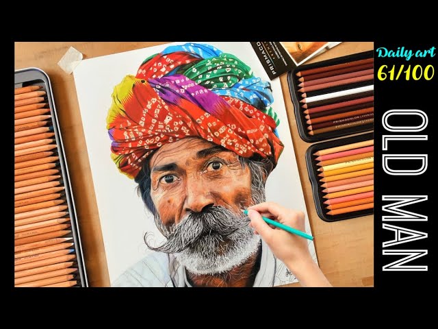 Old Man Drawing Pencil