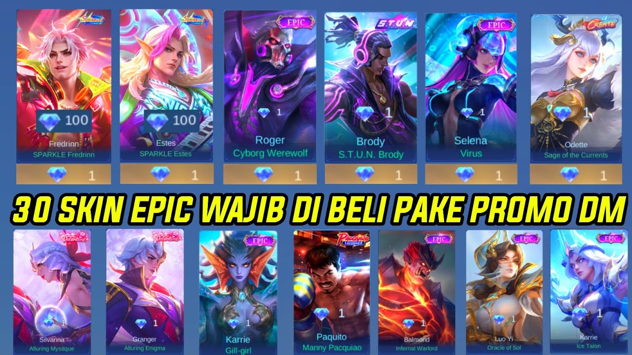 REKOMENDASI 30 SKIN EPIC WAJIB DI BELI PAKE PROMO DIAMOND ALL STAR ...