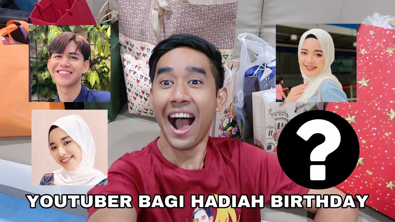 YOUTUBER BAGI HADIAH BIRTHDAY 🥳 UNBOXING BANYAK GILA HADIAH 😍 - YouTube