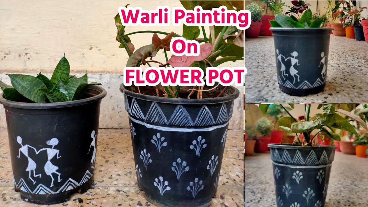 Warli Painting on Flower Pot - YouTube