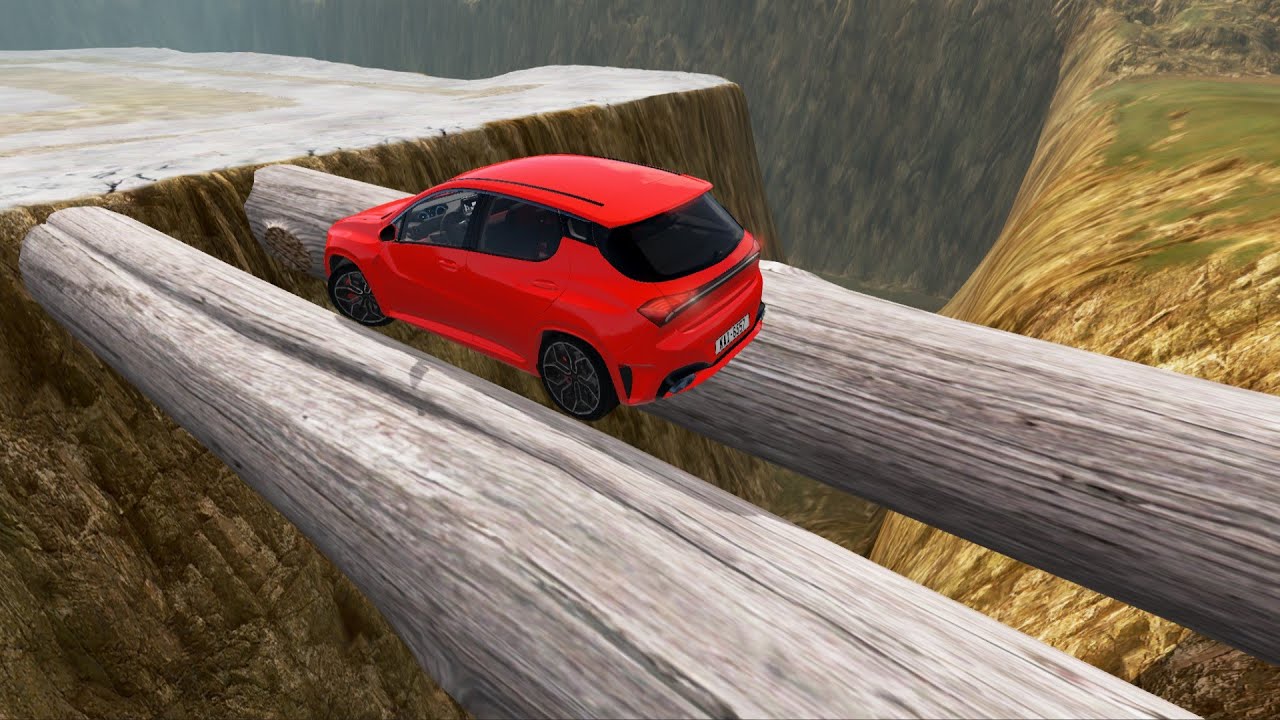 Cars vs Log Bridge - BeamNG Drive - YouTube