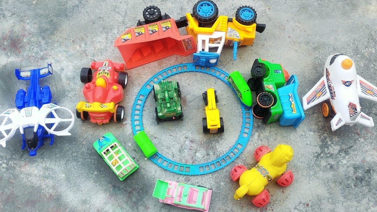 gadi wala cartoon - toy helicopter ka video | Tractor video car Cat Dog ...