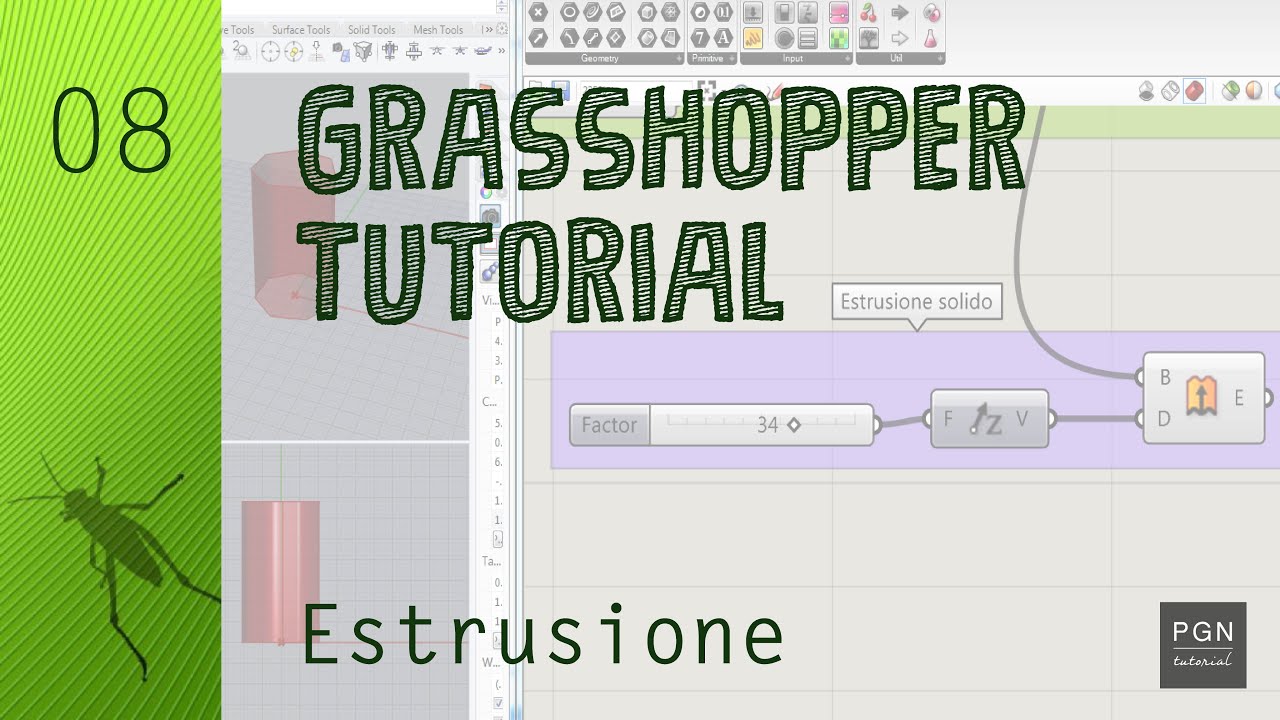 Grasshopper Tutorial #08 (ITA) - Estrusione (Extrude Command) - YouTube