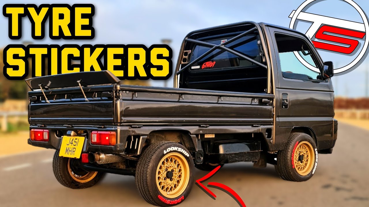 Installing Permenant TIRE STICKERS on my JDM Mini Truck - YouTube
