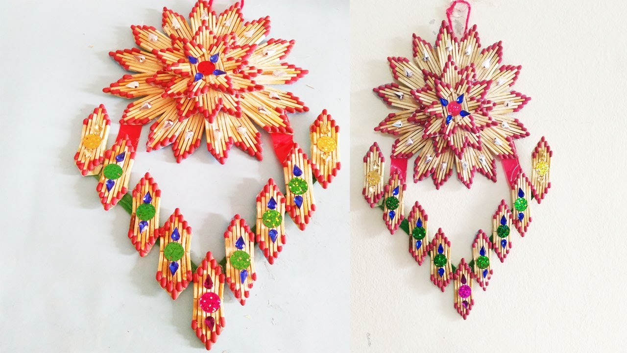 Matchstick art | How to matchstick flower wall Hanging-by mtk - YouTube