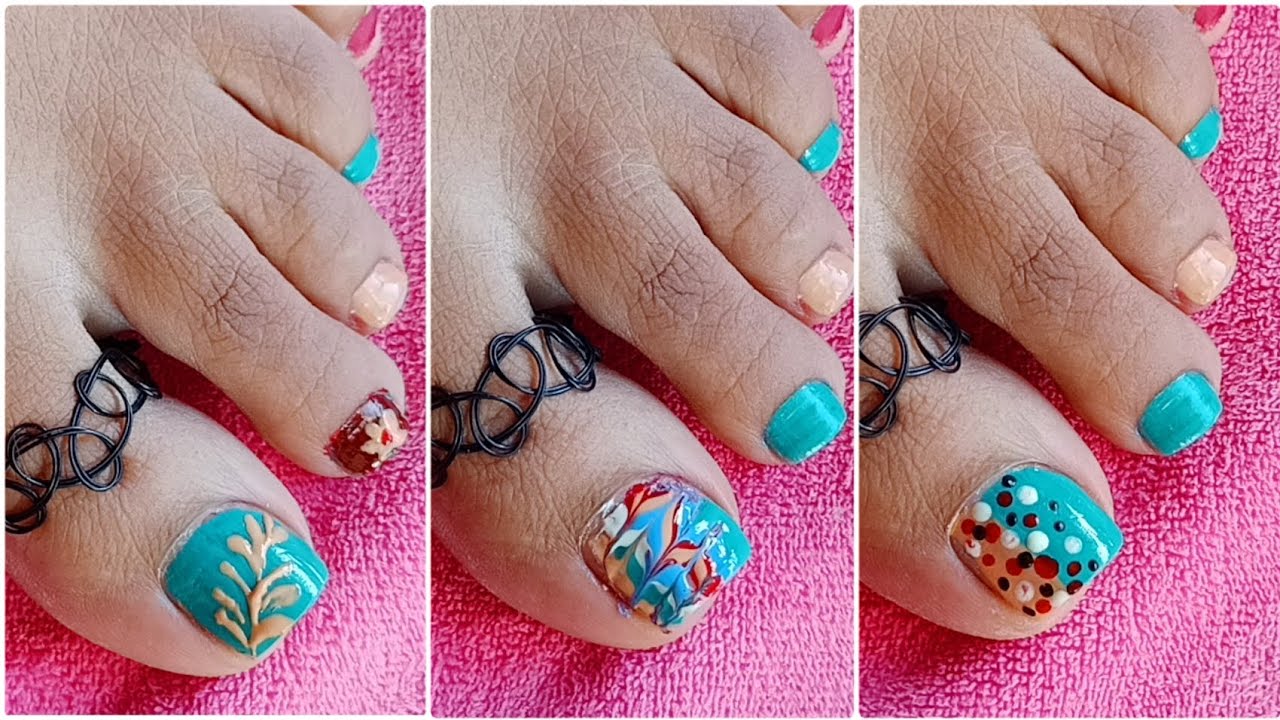 very simple Foot nail art designs for beginners - YouTube