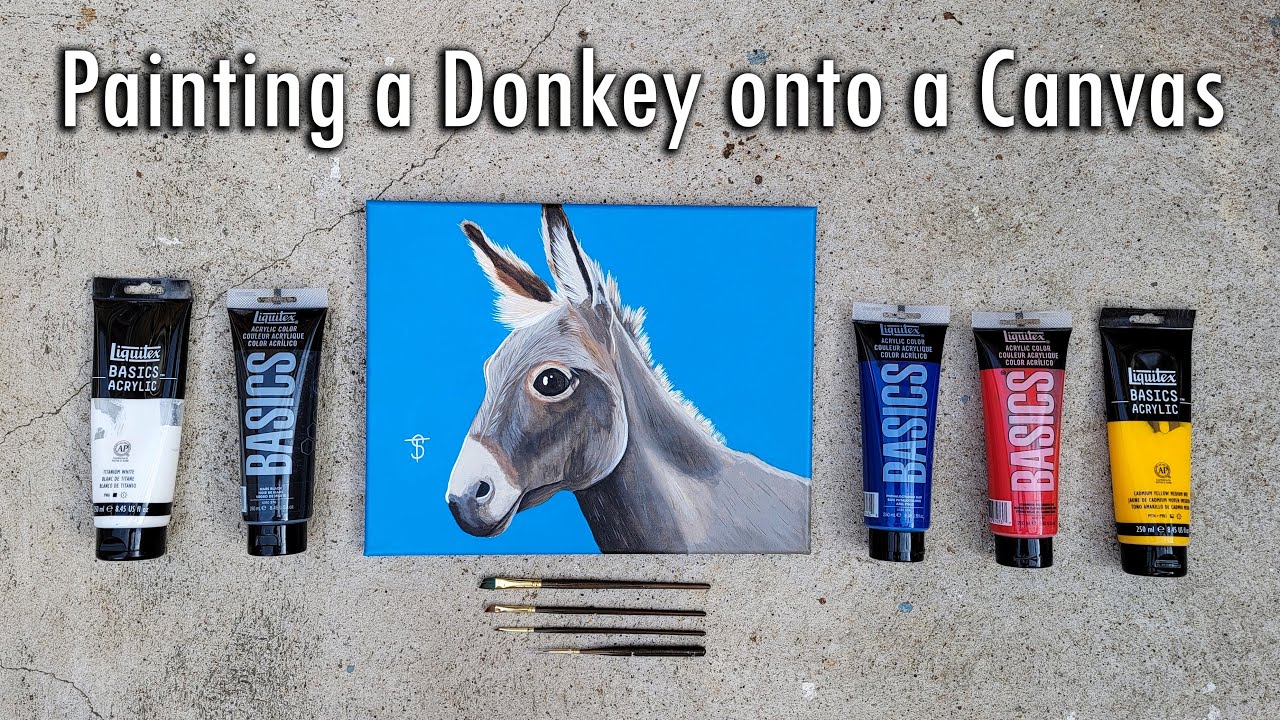 Painting a Donkey Portrait | Acrylic on Canvas | Time Lapse Art Process ...
