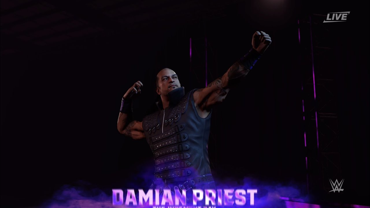 WWE2K24 PS5 Damien Priest Entrance Custom Pyro Wrestlemania 36 - YouTube
