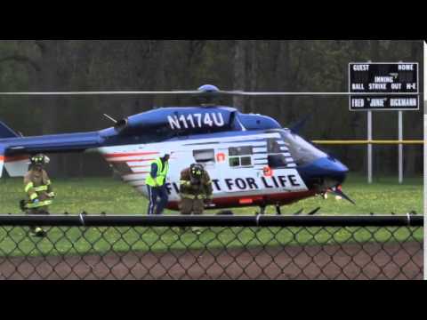 Flight for Life helicopter takes injured workers to hospital - YouTube