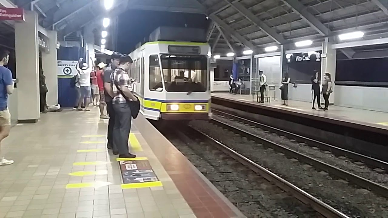 LRT LINE 1 - 1G train arriving in Vito Cruz - YouTube