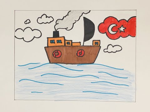 Çok Kolay Bandırma Vapuru#Bandırmavapuru#Vapur#19Mayıs1919,#19Mayıs için resim çizimi,19 Mayıs,