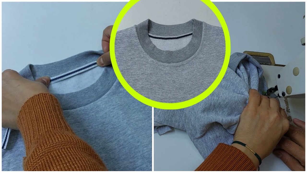 How to sew stretchy Round Neckline T Shirt - YouTube