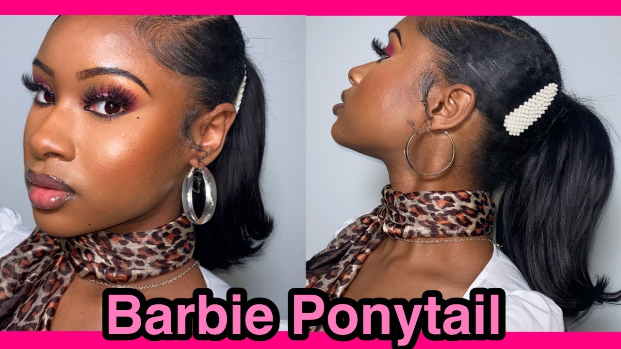 90's FLIPPED PONYTAIL WITH SWOOP BANG | Barbie Ponytail | No heat - YouTube