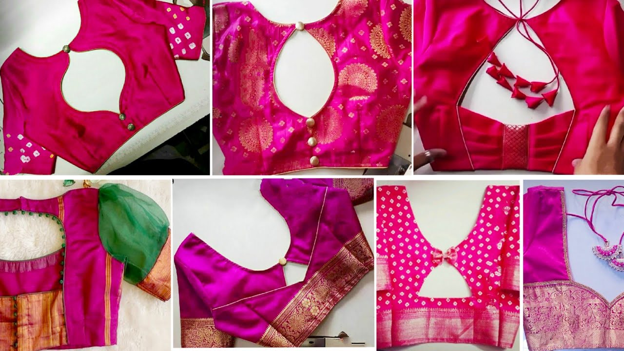 Latest Pink Blouse Back Neck Ideas😍Pink Blouse Designs - YouTube