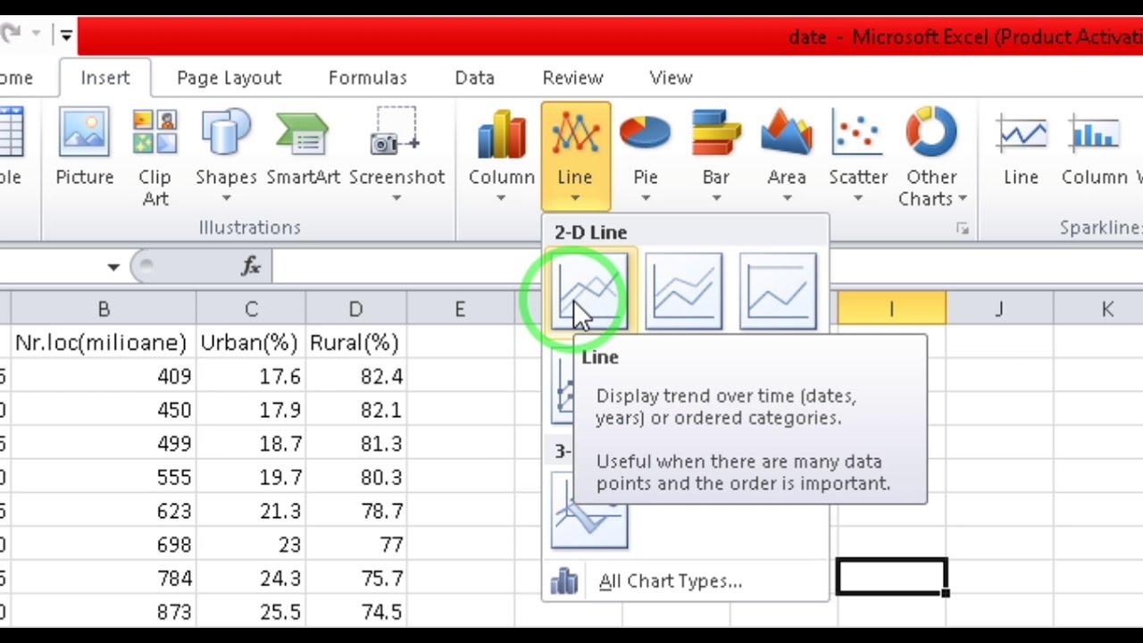 Cum creezi un grafic cu linii (al evoluției) în Microsoft Excell? - YouTube