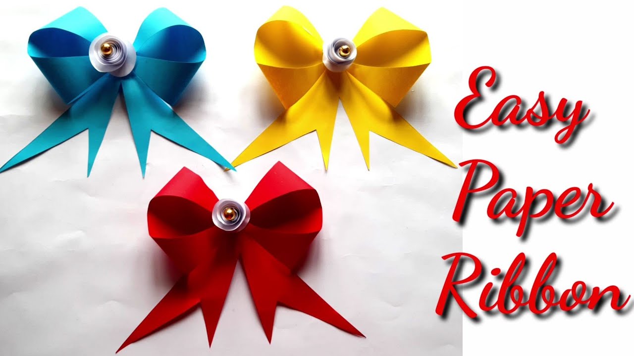 DIY Paper bow/ribbon making step by step for 2020 | easiest paper bow ...
