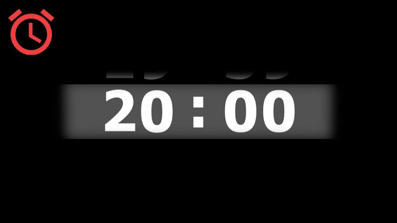 20 Minutes Countdown Timer with Realistic Clock Sound Only - YouTube