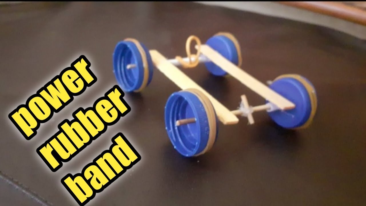 DIY how to make the power mini car with rubber band? - YouTube
