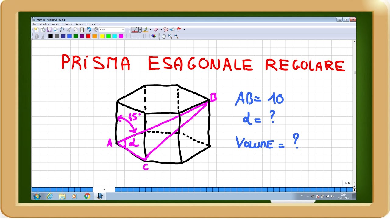 prisma esagonale regolare esercizio svolto in modo semplificato - YouTube