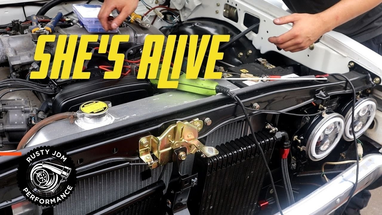 TOYOTA CROWN MS85 1975 2JZ SWAP PART 13 STARTING THE ENGINE, FUEL ...