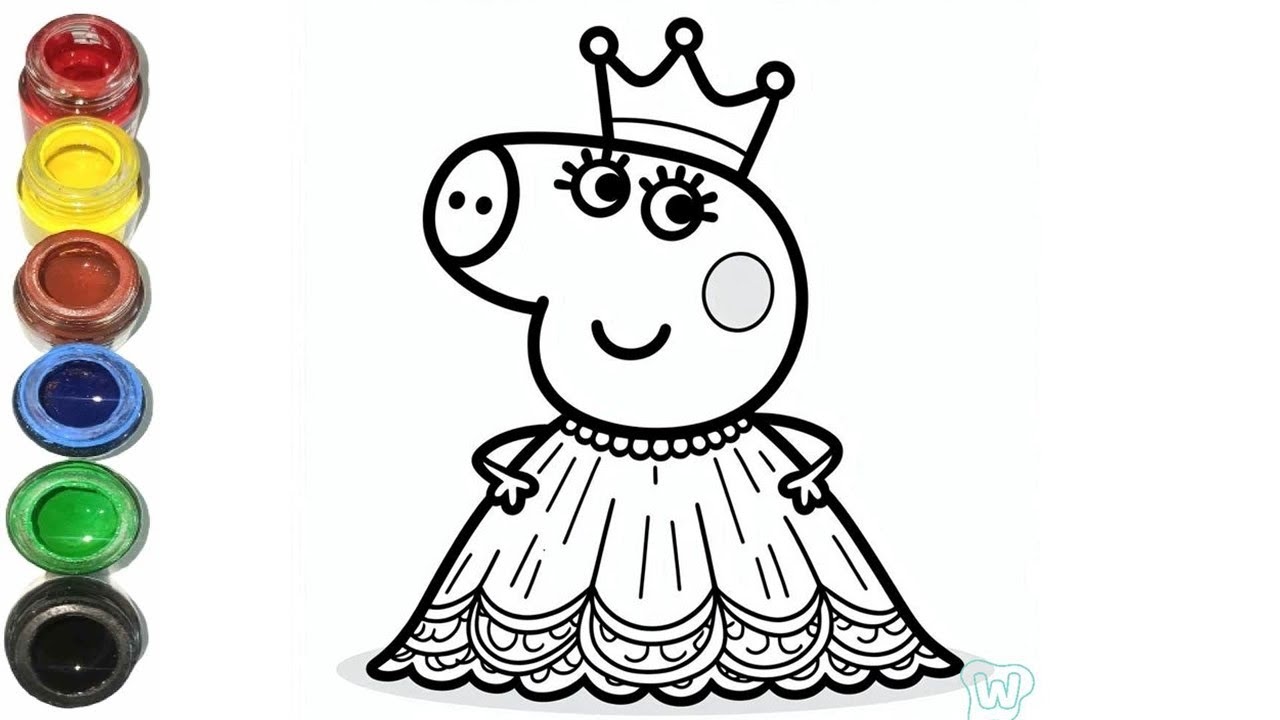 King Peppa Pig Drawing, Painting And Coloring For Kids And Toddlers ...