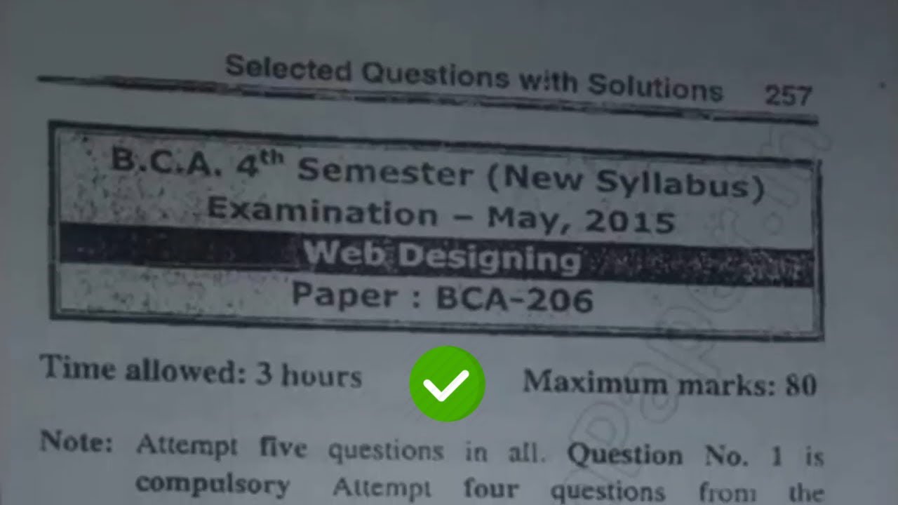 2015 Mdu BCA 4th Sem Web Designing Question Paper - YouTube