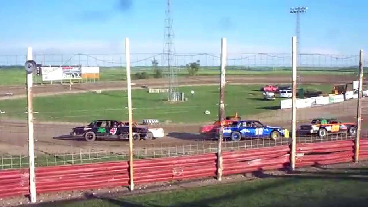 100 3195 2015-06-27 Devils Lake Speedway Pure stock Heat 1 part 2 - YouTube