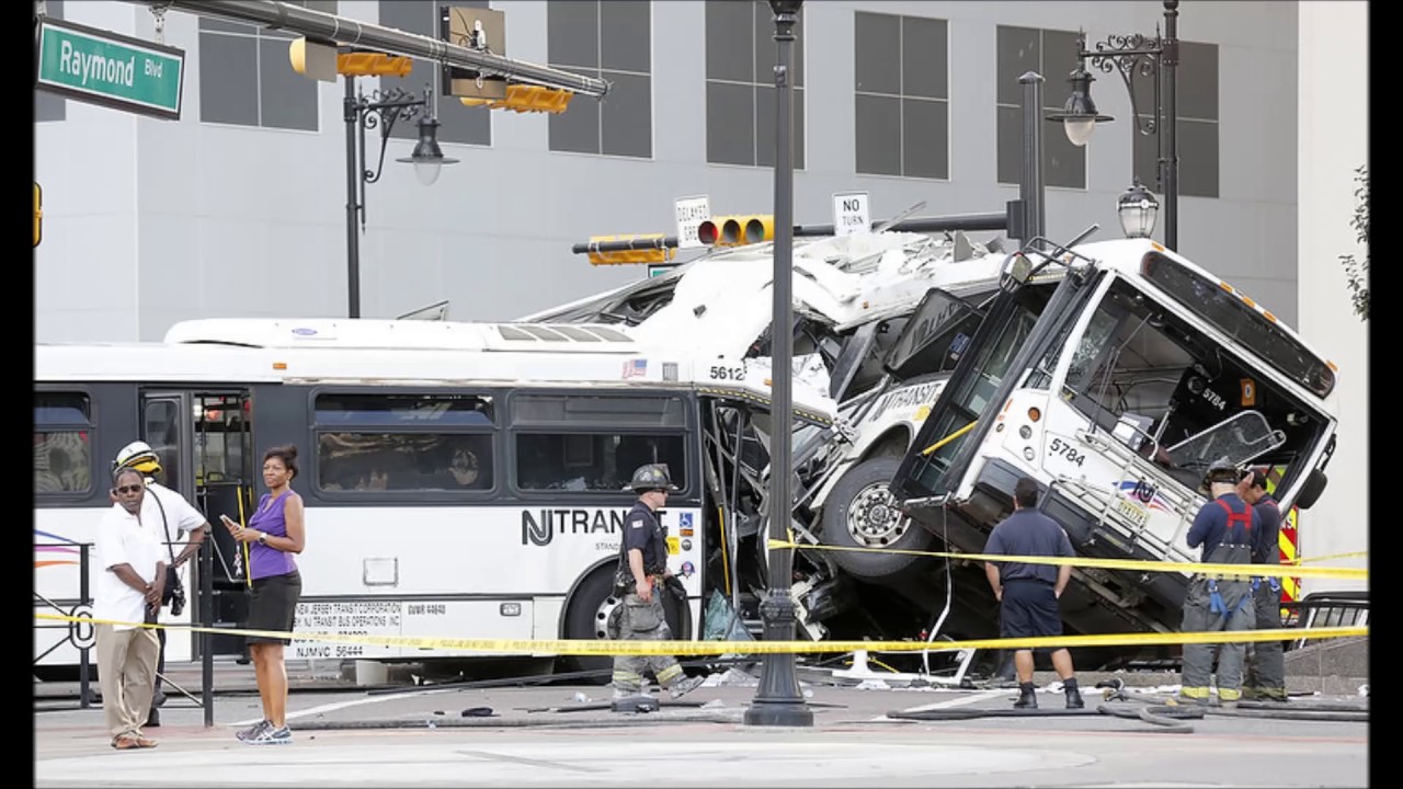 2 NJ Transit BUSES CRASH - Bus Driver Dead SMH - YouTube