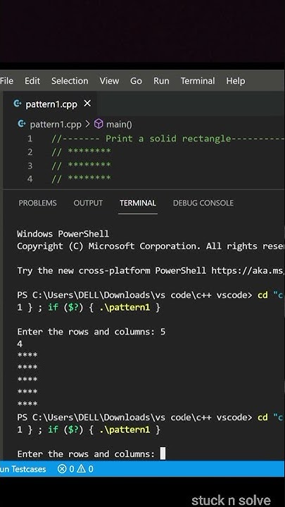 C Program To Print A Solid Rectangle Print Rectangle Star Pattern Shorts Cpp Code Youtube